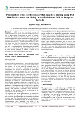 Optimization of Process Parameters for Deep Hole Drilling using Drill EDM for Maximum Machining ...