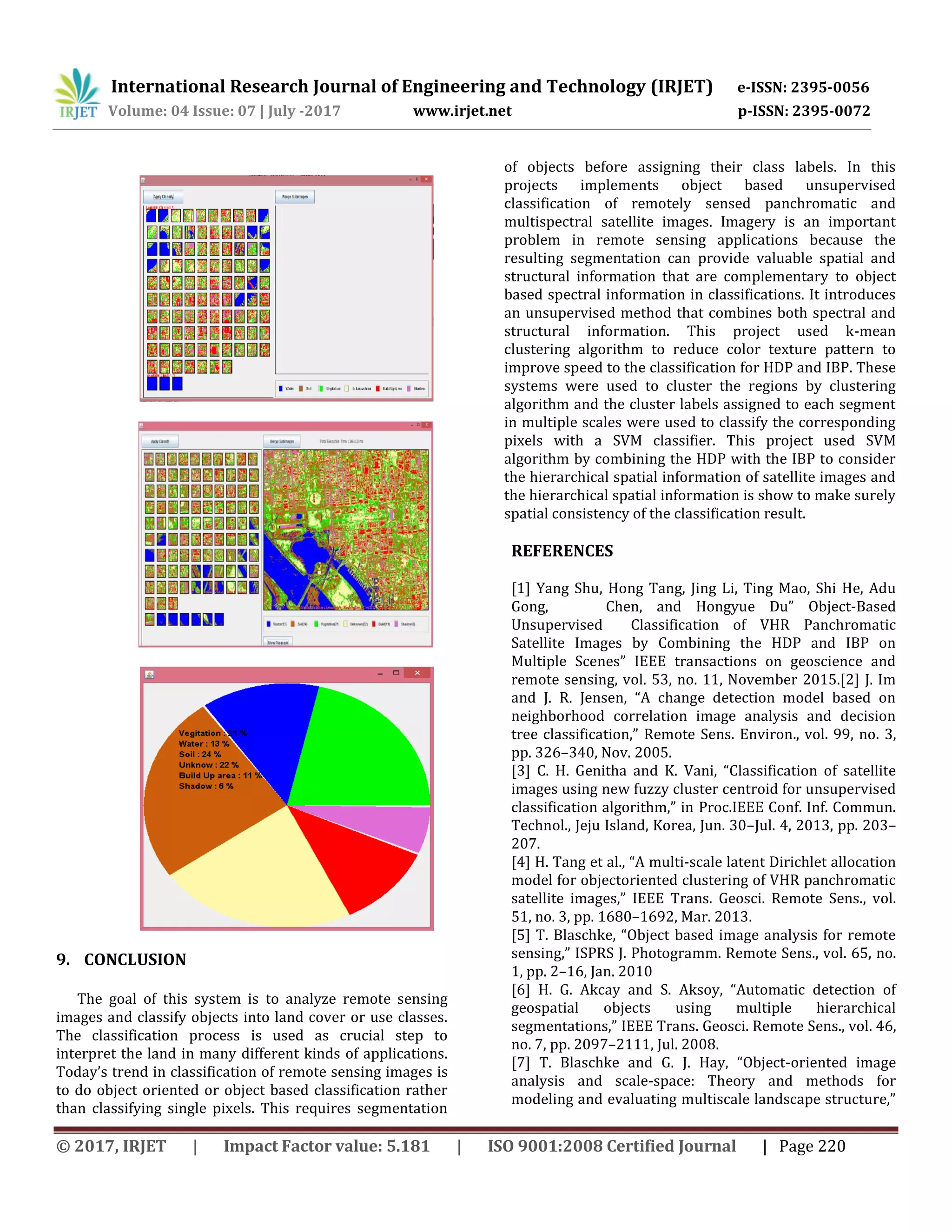 Object based Classification of Satellite Images by Combining the HDP, IBP and k-mean on Multiple ...