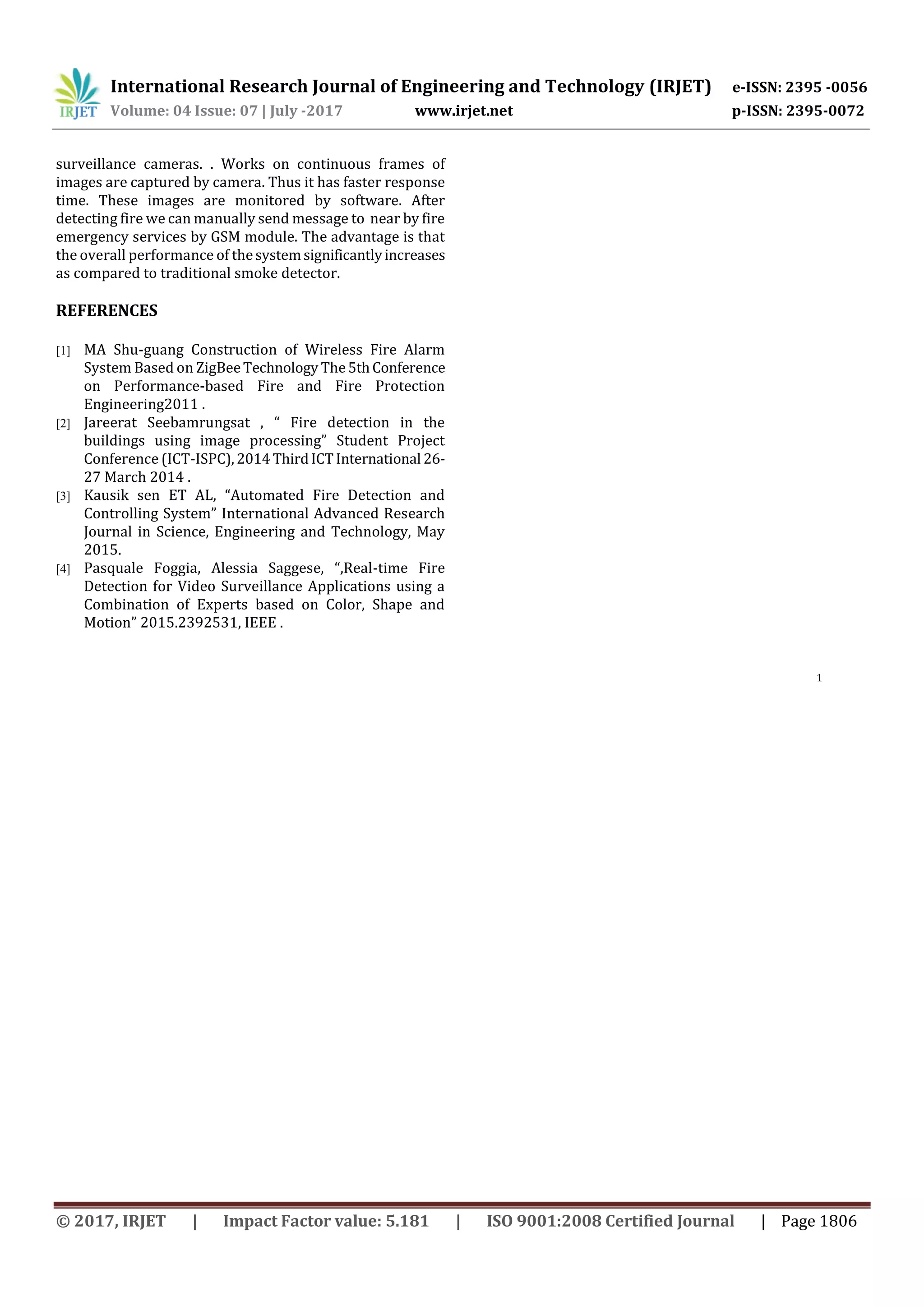 Fire Detection based on Color, Shape and Motion | PDF