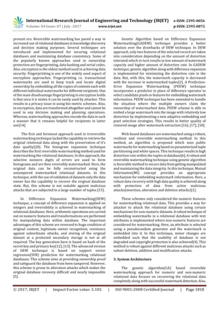 Genetic Algorithm based Reversible Watermarking Approach for Numeric and Non-Numeric Relational ...