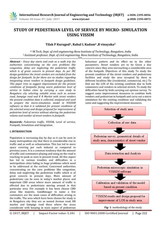 Study of Pedestrian Level of Service by Micro- Simulation using VISSIM | PDF