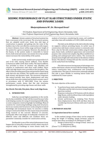 Seismic Performance of Flat Slab Structures Under Static and Dynamic Loads | PDF