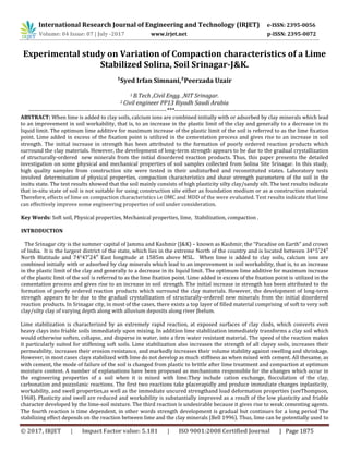 Experimental Study on Variation of Compaction Characteristics of a Lime Stabilized Solina, Soil ...