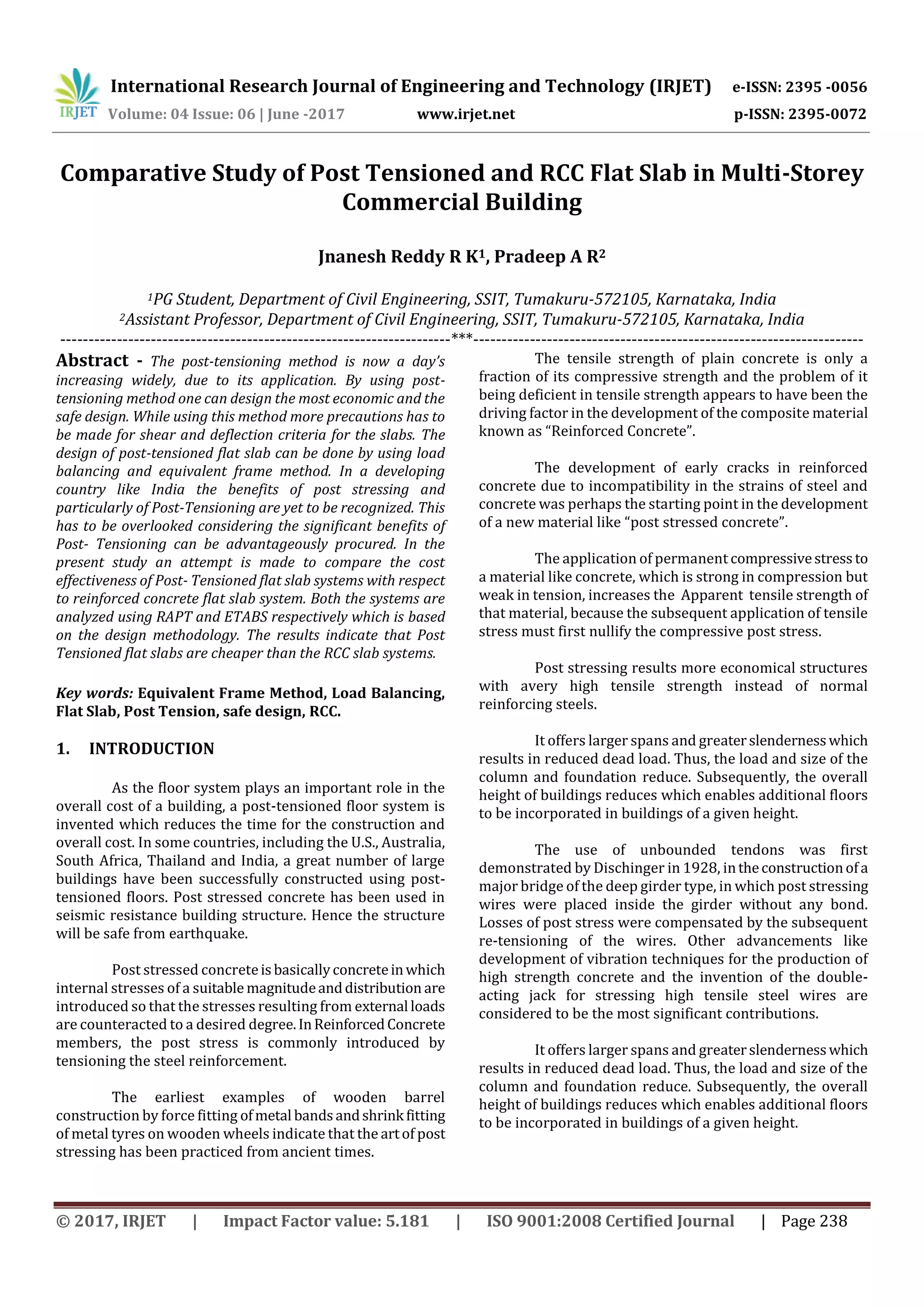 Comparative Study of Post Tensioned and RCC Flat Slab in Multi-Storey ...