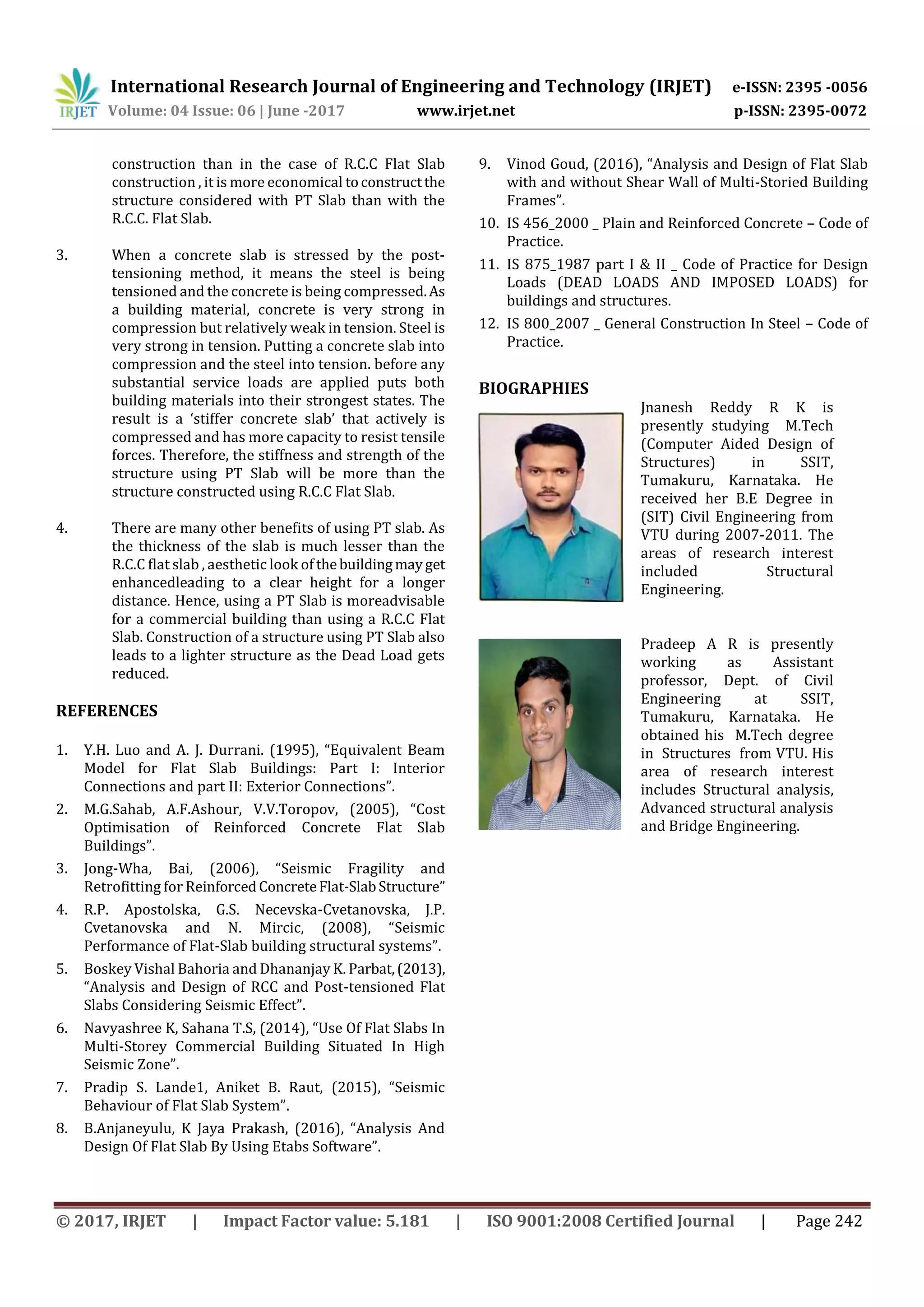 Comparative Study of Post Tensioned and RCC Flat Slab in Multi-Storey Commercial Building | PDF