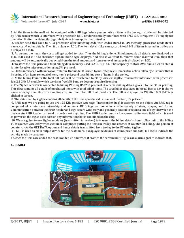 RFID Based Smart Trolley for Supermarket Automation | PDF