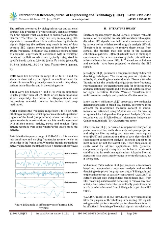 Denoising of EEG Signals for Analysis of Brain Disorders: A Review | PDF