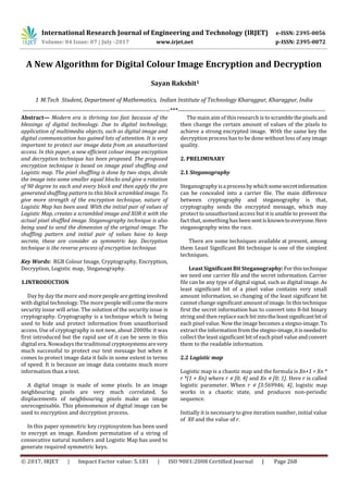 A New Algorithm for Digital Colour Image Encryption and Decryption | PDF