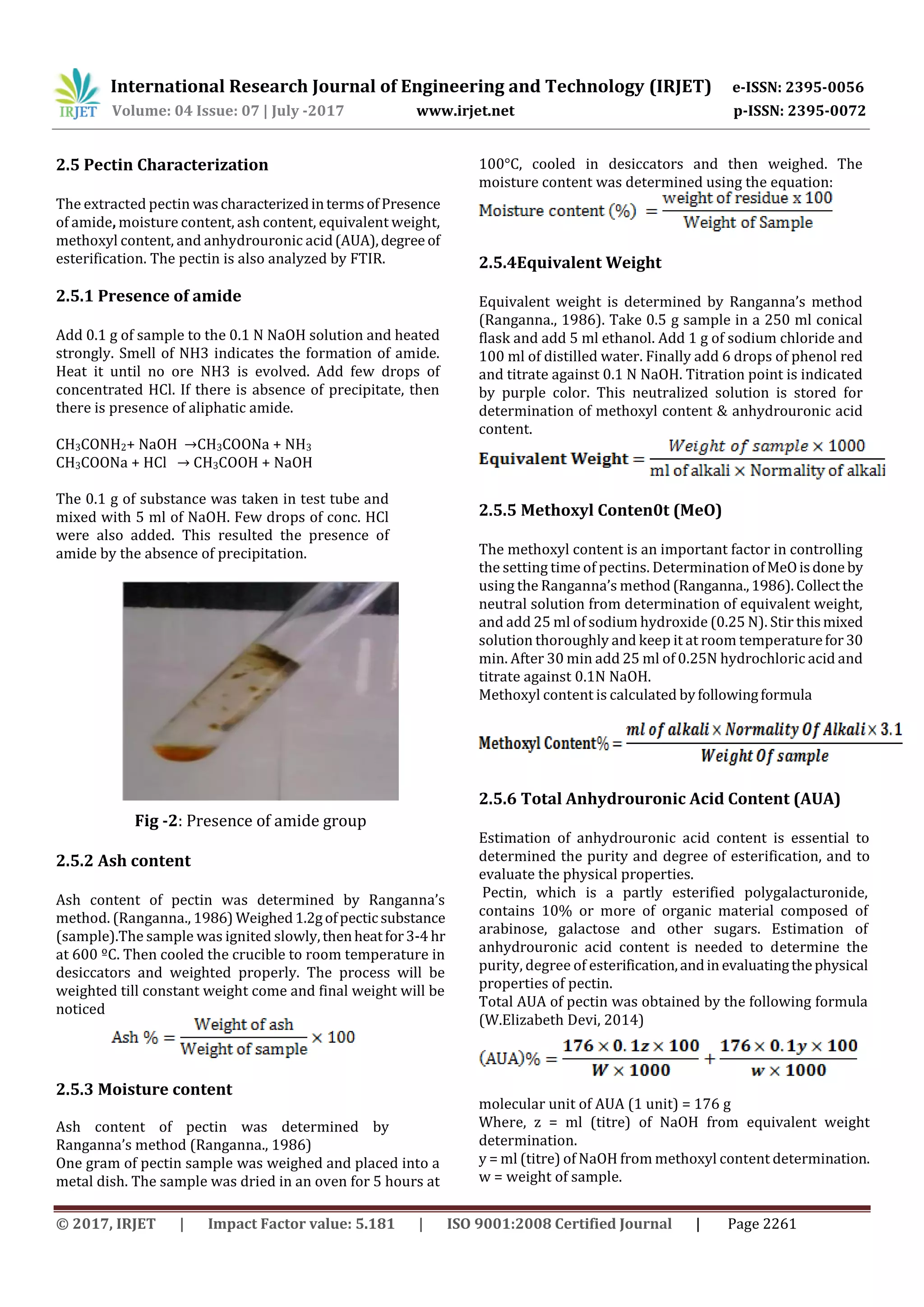 Extraction of Pectin from Unripe Banana Peel | PDF | Gardening | Home & Garden