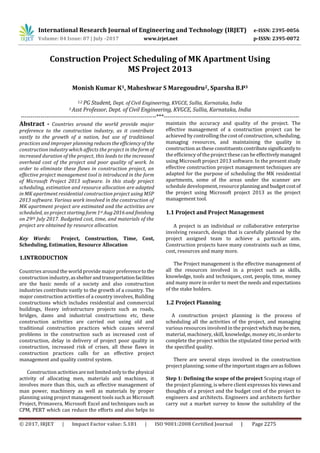 Construction Project Scheduling of MK Apartment using MS Project 2013 | PDF | Construction ...