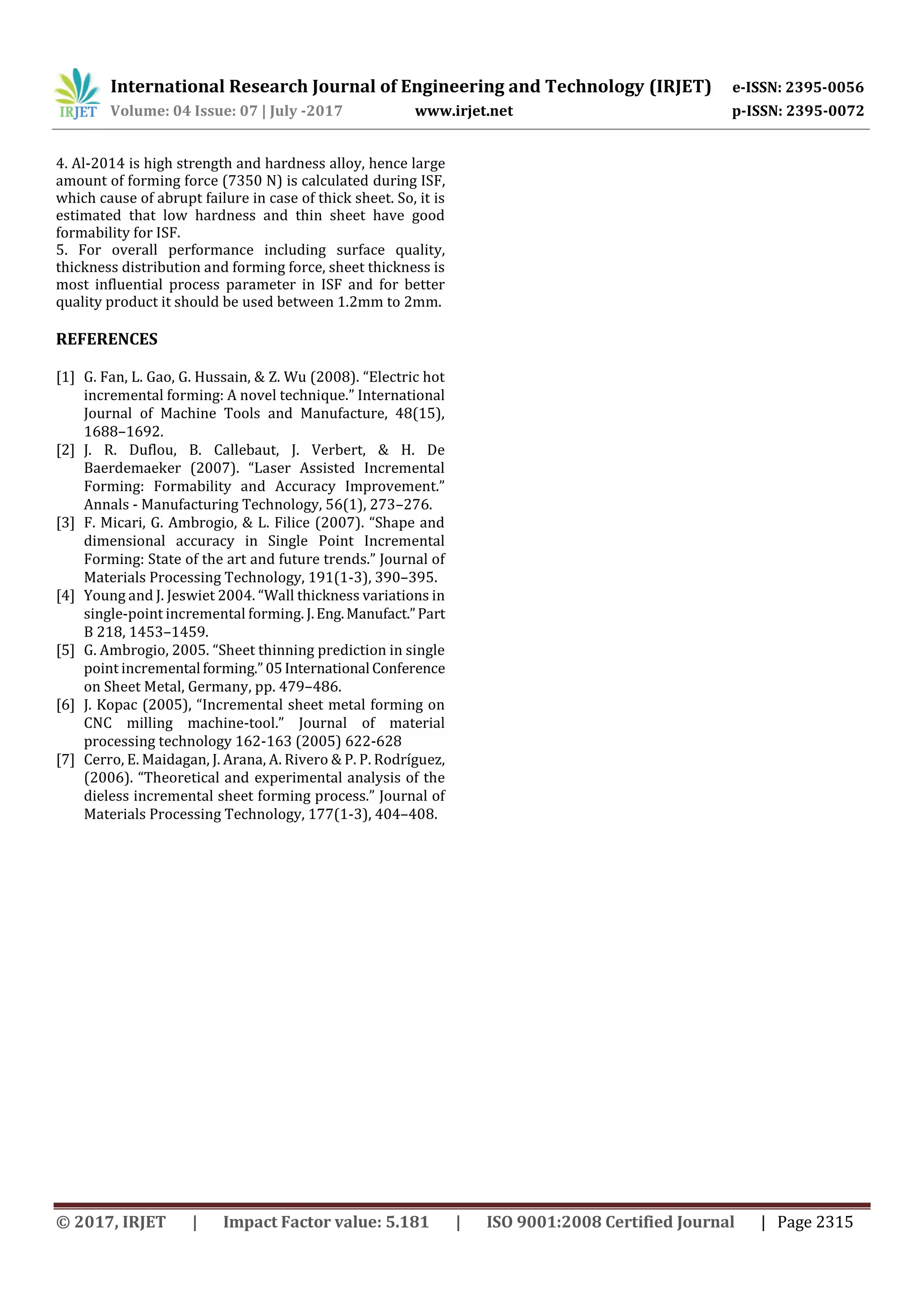 Computer Aided Manufacturing Factors Affecting Reduction of Surface Roughness and Thickness in ...