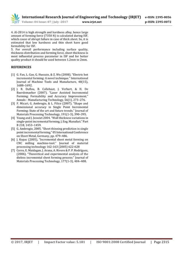 Computer Aided Manufacturing Factors Affecting Reduction of Surface Roughness and Thickness in ...