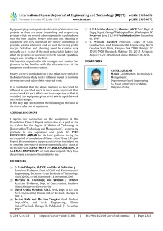 Selection Criteria of Equipment in Construction Project | PDF