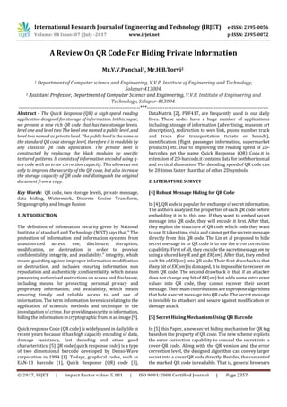 A Review on QR Code for Hiding Private Information | PDF