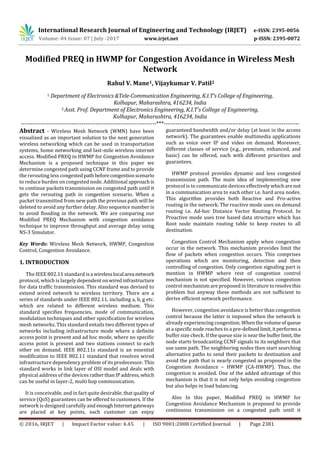 Modified PREQ in HWMP for Congestion Avoidance in Wireless Mesh Network | PDF