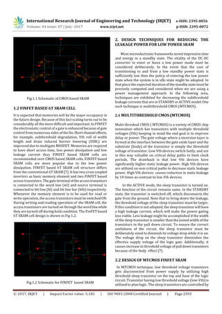 Design and Implementation of 6t SRAM using FINFET with Low Power Application | PDF | Data ...