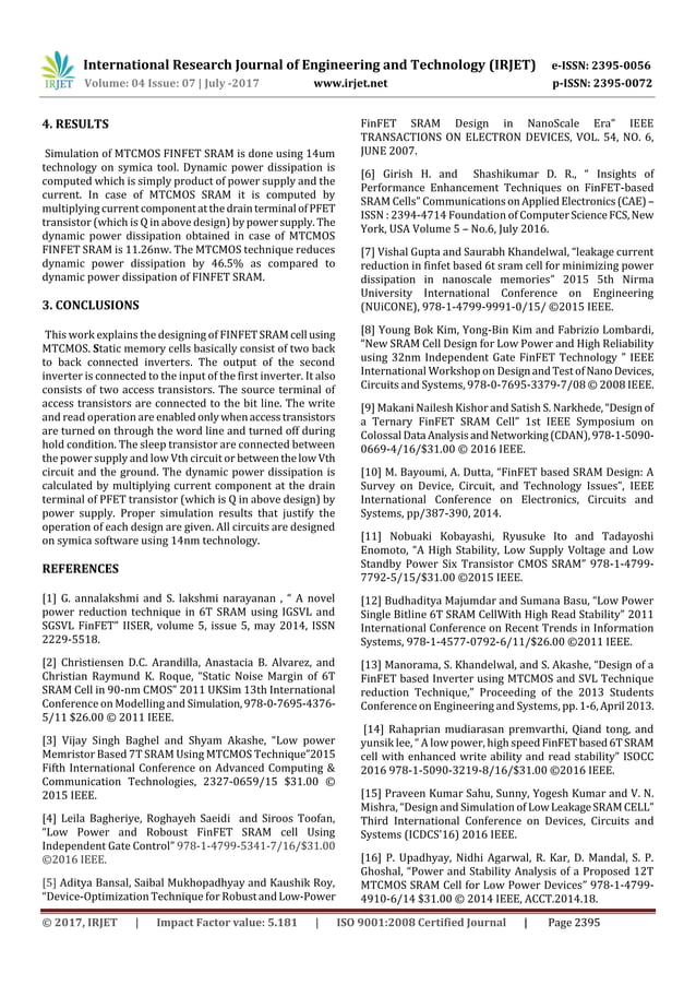 Design And Implementation Of 6t Sram Using Finfet With Low Power Application Pdf