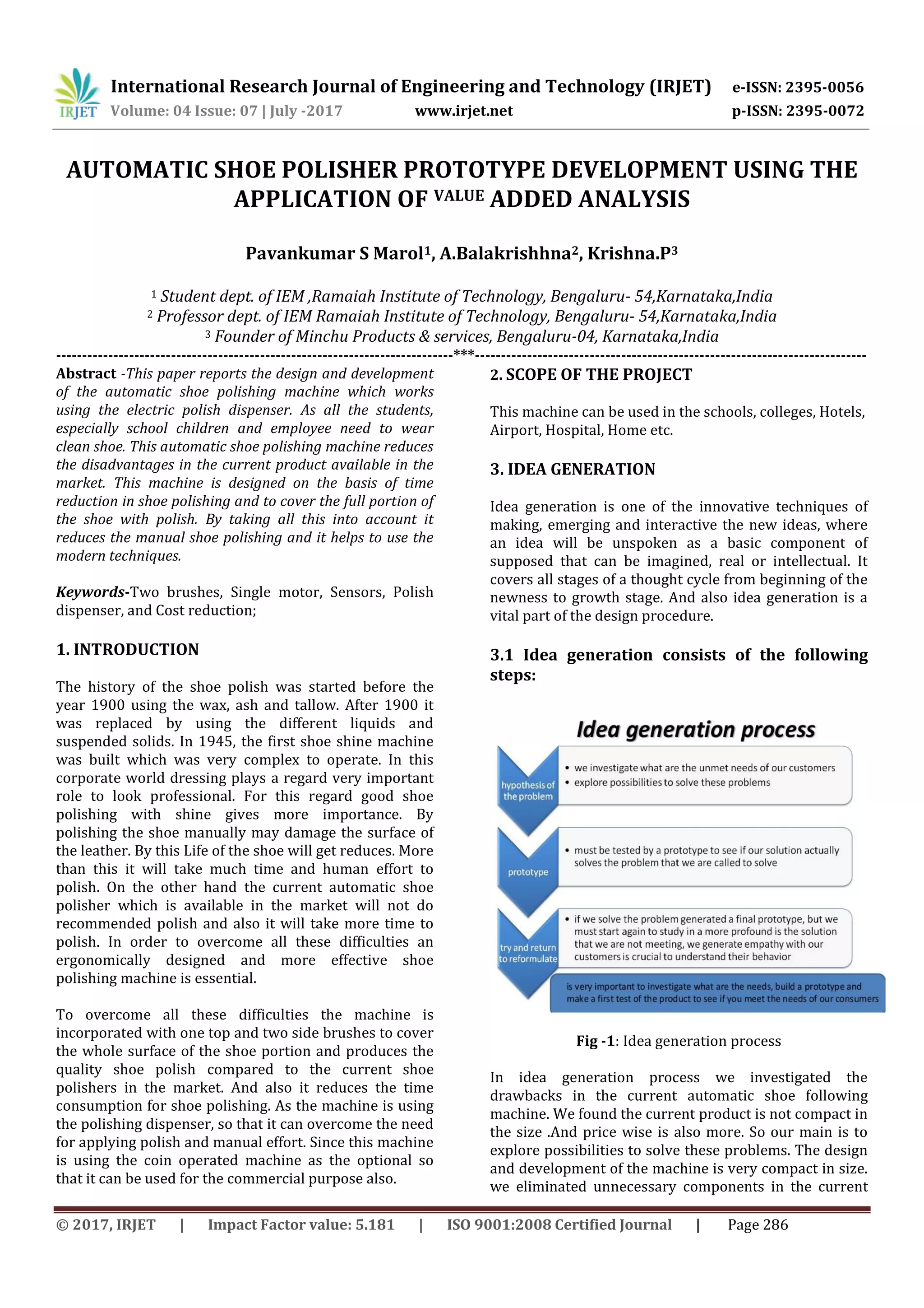 Automatic Shoe Polisher Prototype Development using the Application of Value Added Analysis | PDF