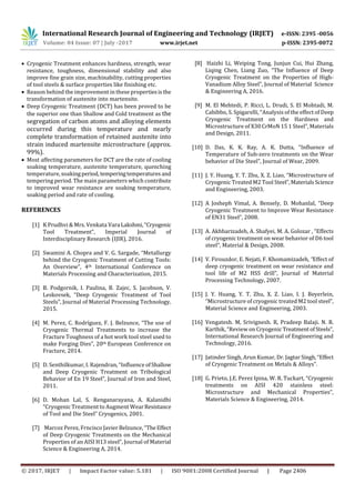A Review on the Effect of Cryogenic Treatment on Metals | PDF