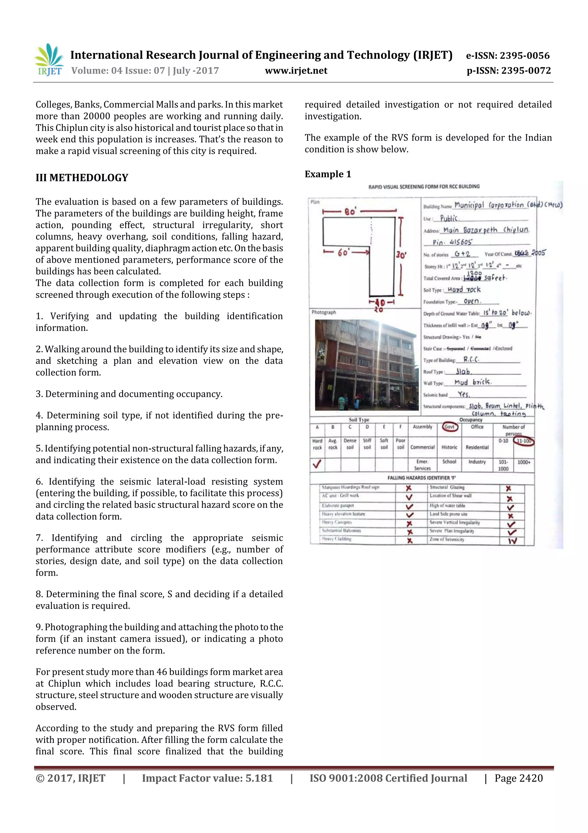 Rapid Visual Screening of Buildings for Potential Seismic Hazards: A ...