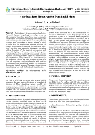 Heartbeat Rate Measurement from Facial Video | PDF