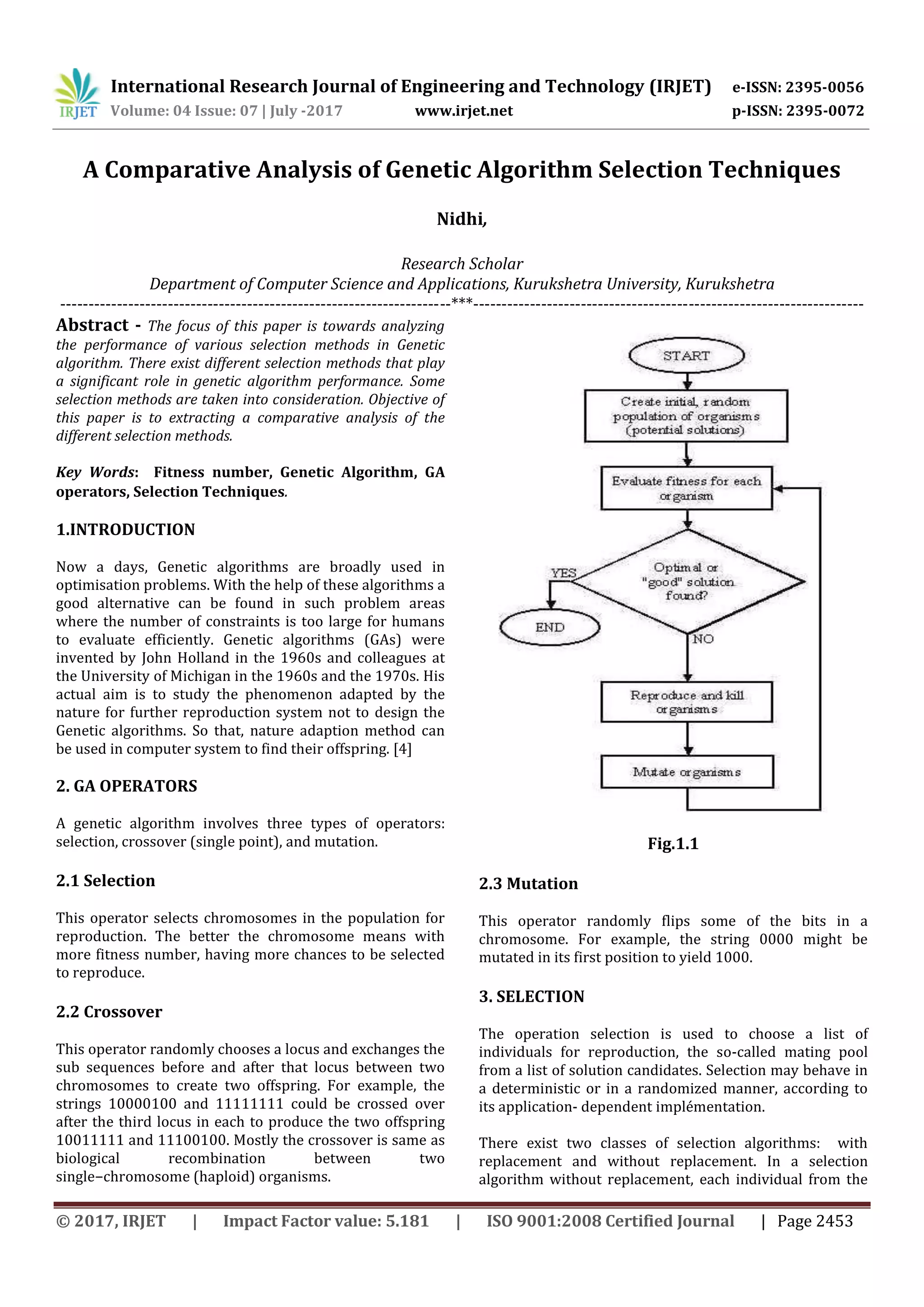 A Comparative Analysis of Genetic Algorithm Selection Techniques | PDF