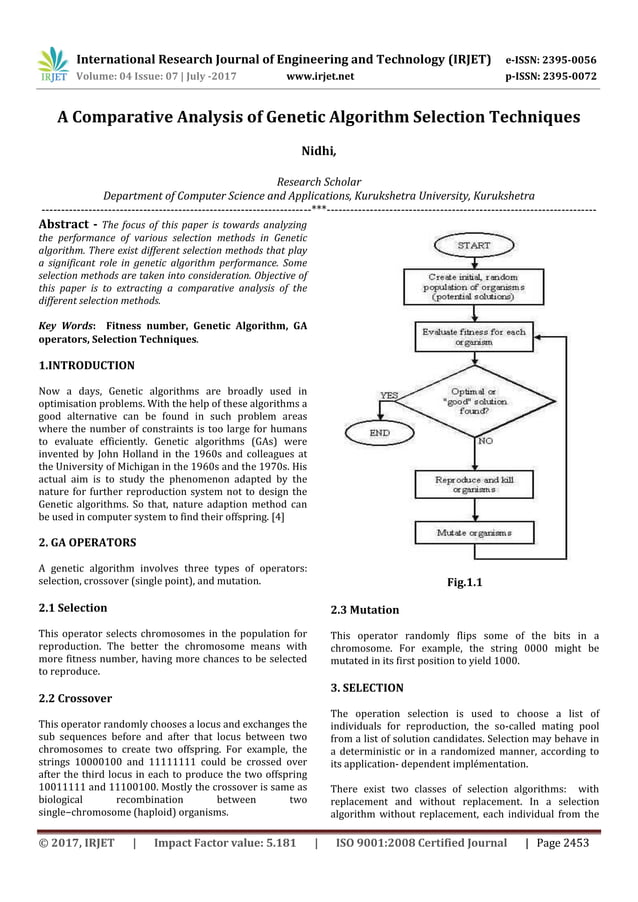 A Comparative Analysis of Genetic Algorithm Selection Techniques | PDF