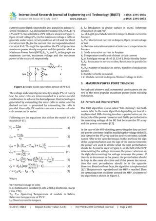 Modeling and Simulation of PV Array in Matlab/Simulink for Comparison of Perturb and Observe ...