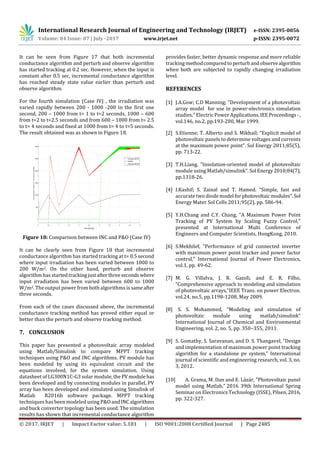 Modeling and Simulation of PV Array in Matlab/Simulink for Comparison of Perturb and Observe ...