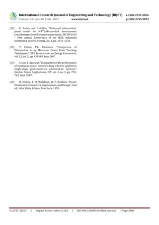 Modeling and Simulation of PV Array in Matlab/Simulink for Comparison of Perturb and Observe ...