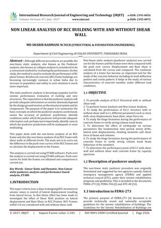 Non Linear Analysis of RCC Building with and Without Shear Wall | PDF