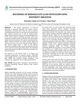 Machining of Borosilicate Glass with ECDM using Different Abrasives | PDF