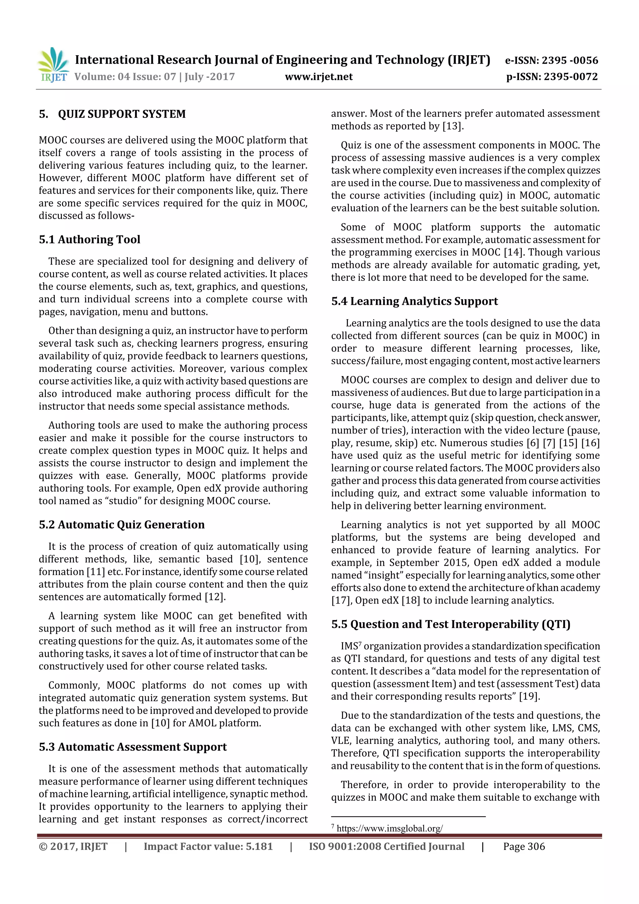 Quiz in MOOC: An Overview | PDF