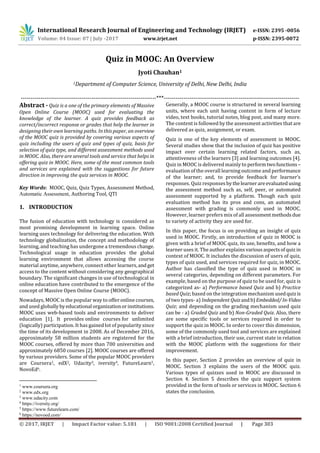 Quiz in MOOC: An Overview | PDF