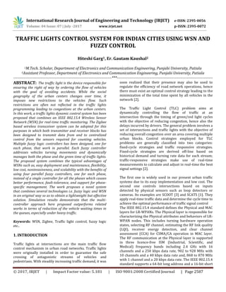 Traffic Lights Control System for Indian Cities using WSN and Fuzzy Control | PDF | Internet of ...