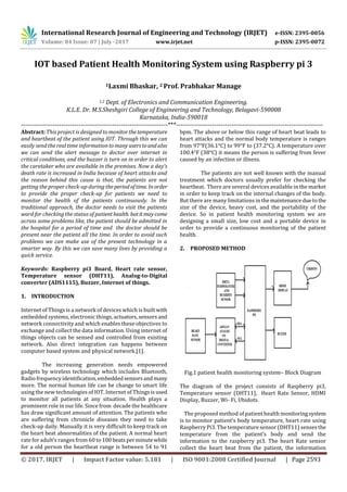 IOT based Patient Health Monitoring System using Raspberry pi 3 | PDF