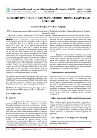 Comparative Study of Codal Provisions for Pre-Engineered Buildings | PDF