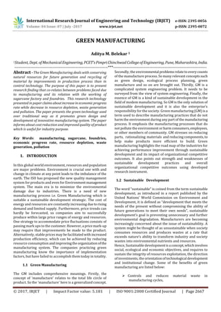 Green Manufacturing | PDF