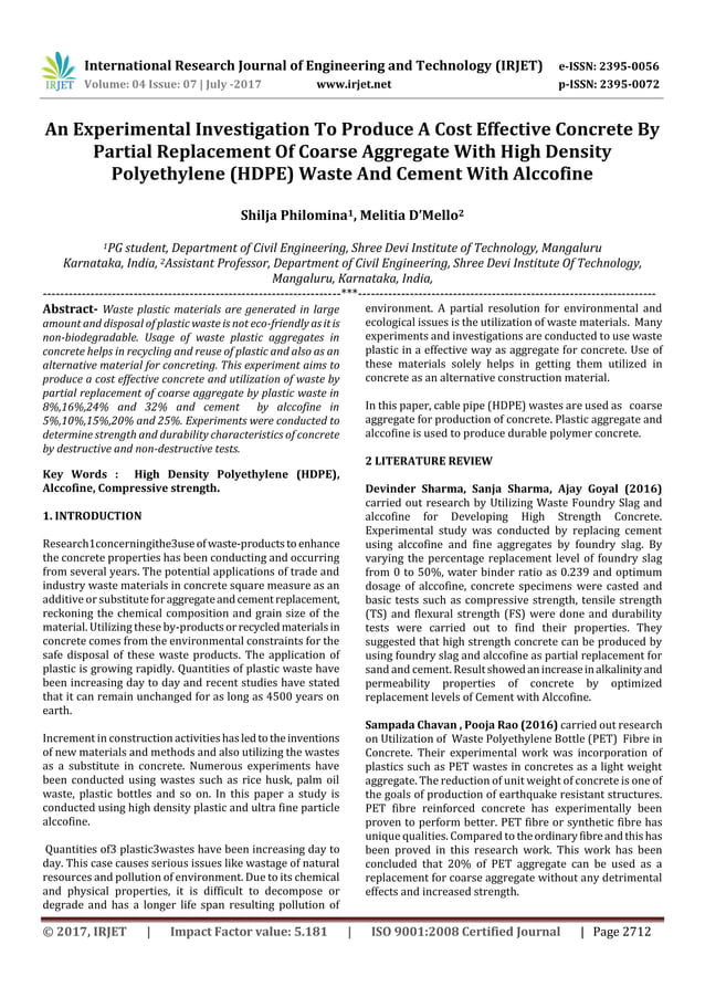 An Experimental Investigation to Produce a Cost Effective Concrete by ...