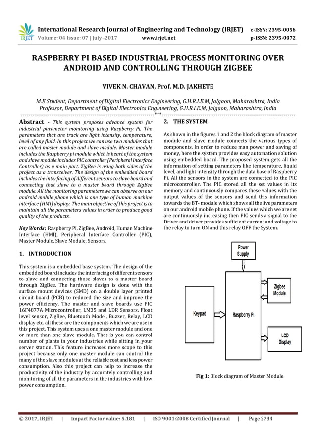 Raspberry Pi Based Industrial Process Monitoring Over Android And Controlling Through Zigbee Pdf