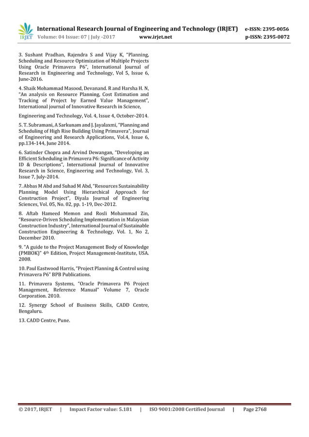 Planning, Scheduling and Allocation of Resources for Multi-Storied Structure using Oracle’s ...