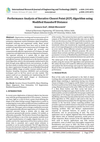Performance Analysis of Iterative Closest Point (ICP) Algorithm using Modified Hausdorff ...