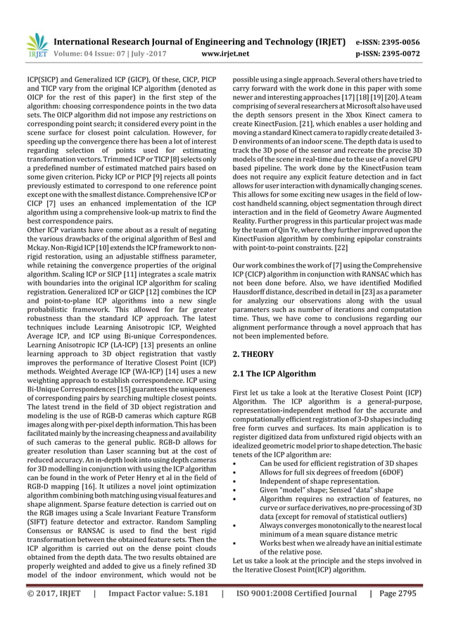 Performance Analysis Of Iterative Closest Point Icp Algorithm Using Modified Hausdorff