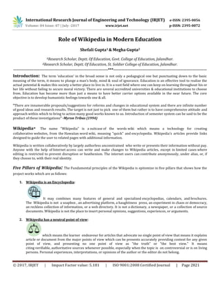Role of Wikipedia in Modern Education | PDF