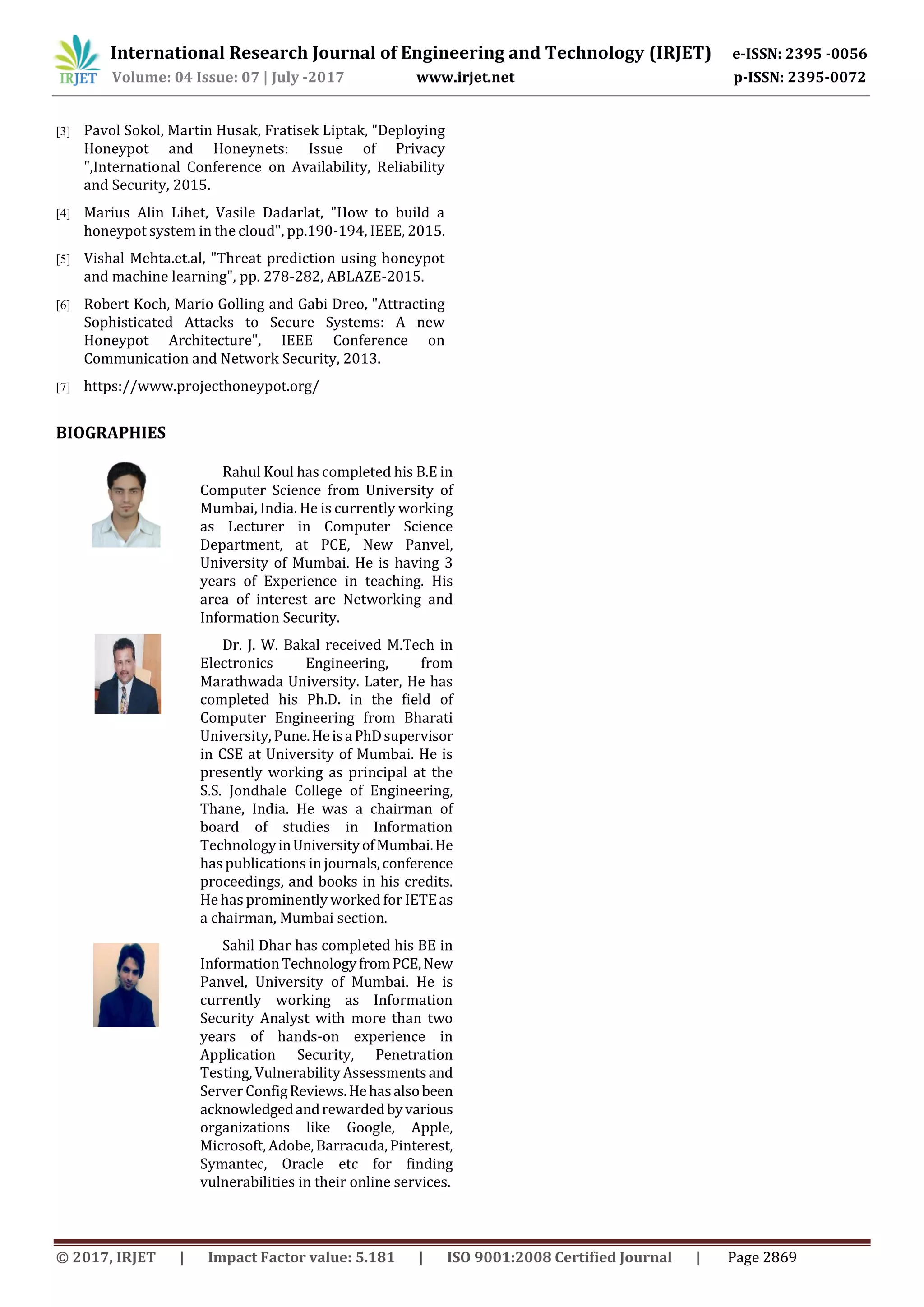 Modern Attack Detection Using Intelligent Honeypot Pdf