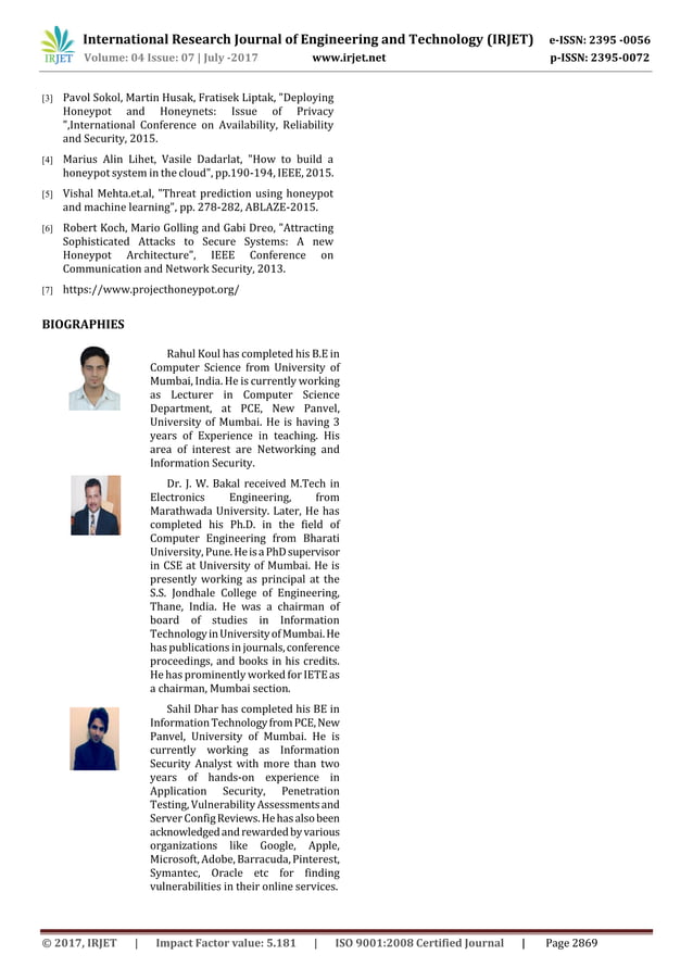 Modern Attack Detection using Intelligent Honeypot | PDF
