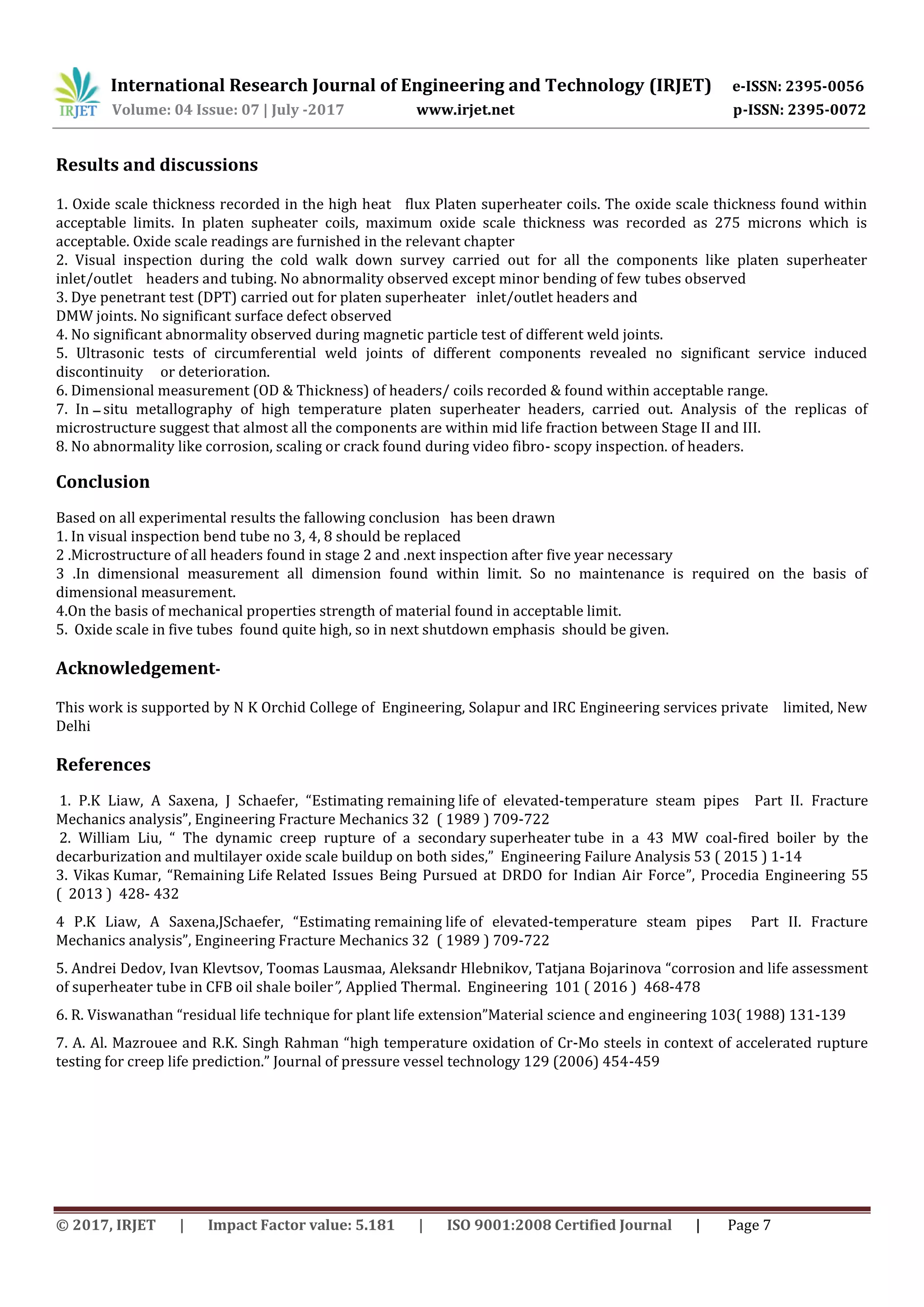 Remaining Life Assessment of Radiant Super Heater in Creep Regime | PDF