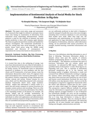 Implementation of Sentimental Analysis of Social Media for Stock Prediction in Big Data | PDF