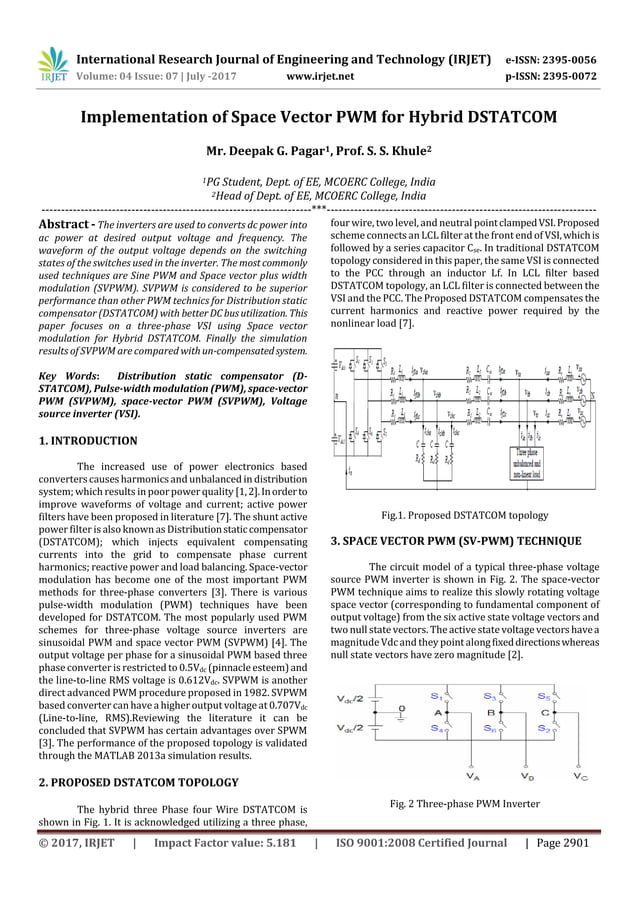 Implementation of Space Vector PWM for Hybrid DSTATCOM | PDF