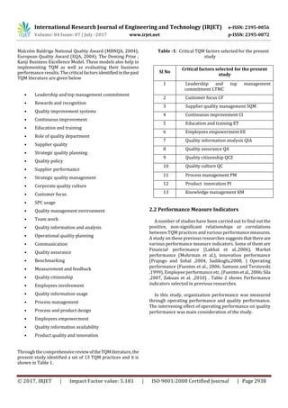 Effect of TQM Practices on Quality Performance through Operating ...
